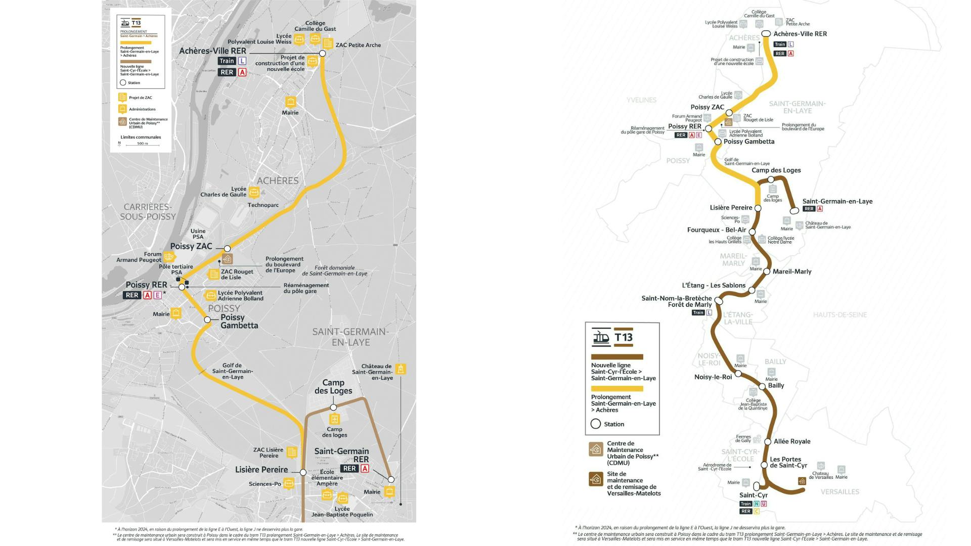 Le tracé - Tram T13 – Prolongement à Achères | Île-de-France Mobilités