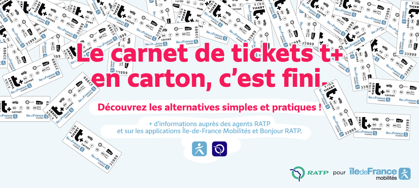 Le carnet de tickets t+ en carton, c'est fini